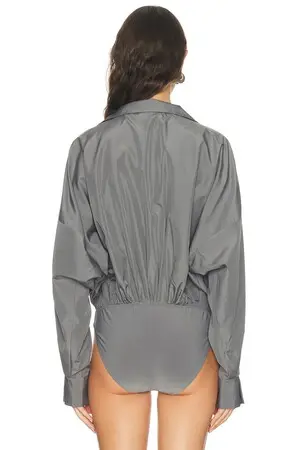 Norma Kamali Oversized Bodysuit In Grey