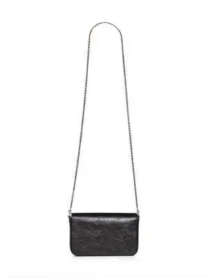 Fendi Black Wallet On Chain Tube Compact Wallet On Chain