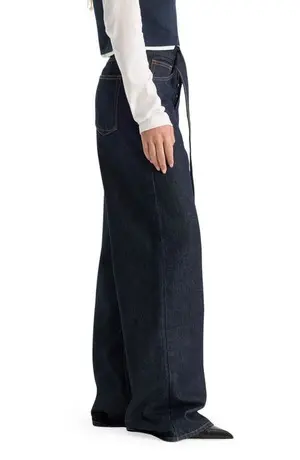 Good American Belted Low Waist Baggy Wide Leg Jeans