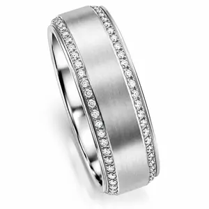 BLISS DIAMOND 1ct Diamond 7mm Brushed Beveled Wedding Ring Comfort Fit Band