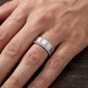 BLISS DIAMOND 1ct Diamond 7mm Brushed Beveled Wedding Ring Comfort Fit Band