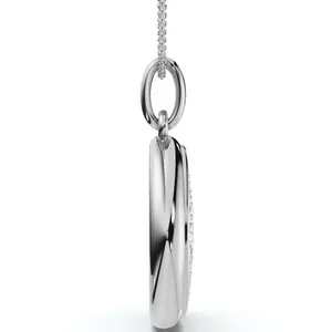 BLISS DIAMOND 91ct Pave Diamond Andrea Medallion Charm 18" Necklace 1" Tall