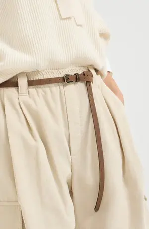 Brunello Cucinelli Sparkling Textured Leather Belt With Shiny Loop