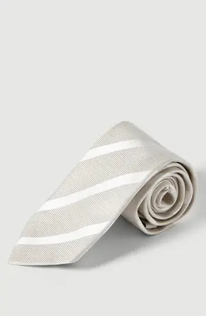 Brunello Cucinelli Silk Diagonal Tie With Regimental Stripe