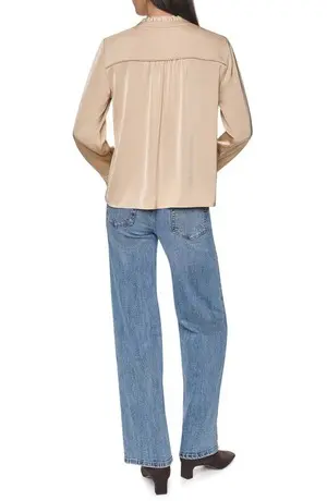 Dkny Tie Neck Ruffle Top - Warm Sand