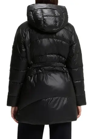 BOSS Pepula Water Repellent Belted Puffer Coat - Black