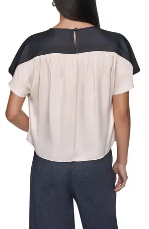 Dkny Colorblock Satin Top