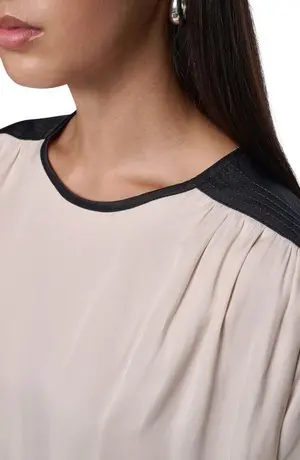 Dkny Colorblock Satin Top