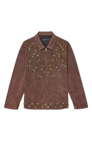 CULT OF INDIVIDUALITY Canvas Workwear Jacket With Studded Detail - Pinecone