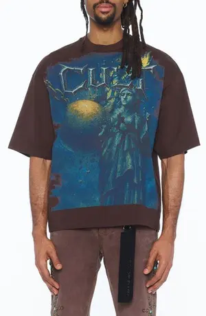 CULT OF INDIVIDUALITY Boxy Oversized Cotton T-shirt - Pinecone