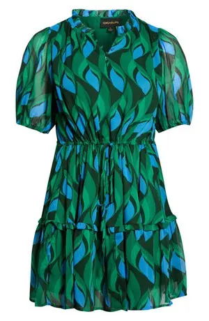SUGARLIPS Mare Tiered Minidress - Emerald-blue