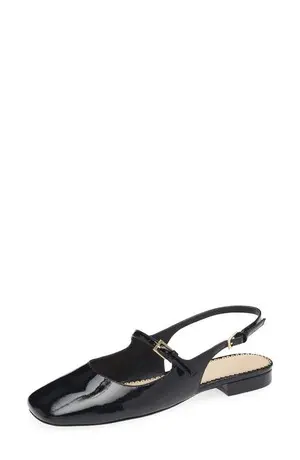Cinq À Sept Elena Leather Square Toe Flat - Black