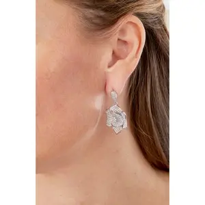 SAVVY CIE JEWELS Pavé Flower Drop Earrings