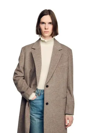Sandro Long Double-faced Wool Coat