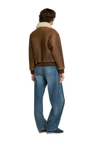 Sandro Zipped Shearling Jacket