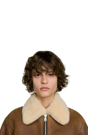 Sandro Zipped Shearling Jacket