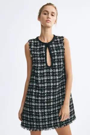 H&M Bouclé-knit Keyhole Dress