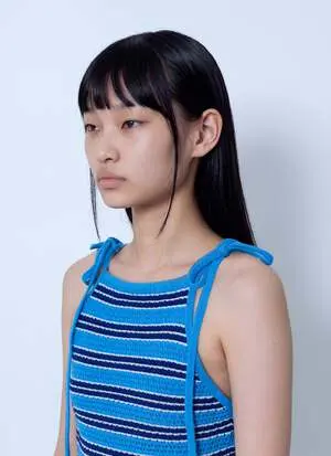 GANNI Cotton Pointelle Stripe Top