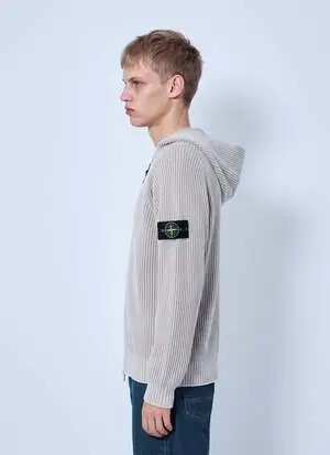 Stone Island Ribbed Knit Hoodie