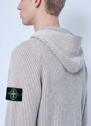 Stone Island Ribbed Knit Hoodie