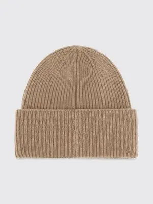 Max Mara Ribbed Wool Beanie Hat With Jacquard Logo And Cuff