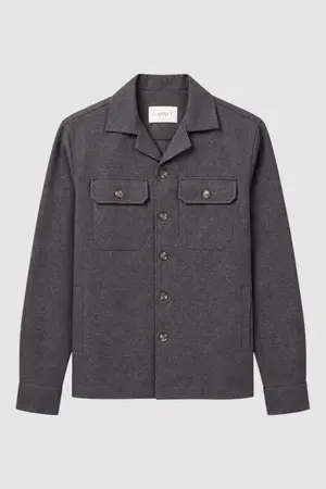 GARNET Regular-fit Camp Collar Overshirt Jacket - Mink