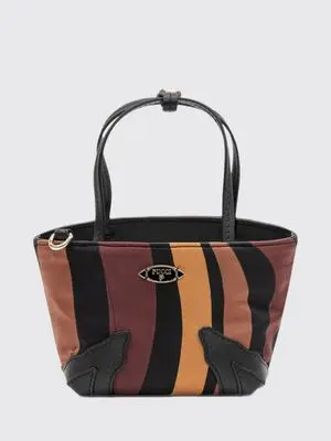 Emilio Pucci Palio Handbag In Multicolor Striped Silk With Double Leather Handles - Red