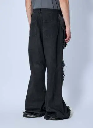 Rick Owens Shredded Denim Slivered Bootcut Jeans