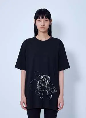 Yohji Yamamoto Cotton Short Sleeve Printed T-shirt Mimi - Black