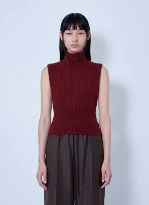 Max Mara Ribbed Sleeveless Turtleneck Top - Multicolor
