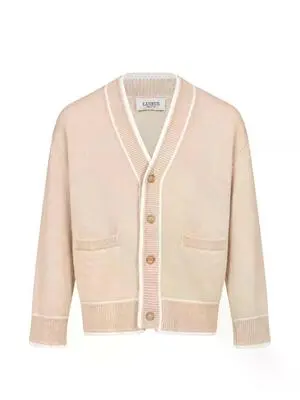 LANEUS Contrast-trim V-neck Cardigan - Neutrals
