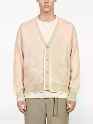 LANEUS Contrast-trim V-neck Cardigan