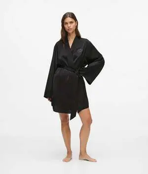 Karl Lagerfeld Rhinestone Autograph Bathrobe - Black