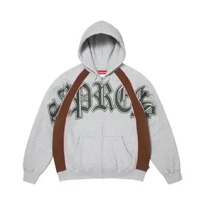 Supreme Paneled Zip Up Hooded Sweatshirt 'heather