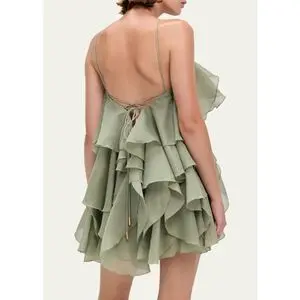 Aje Pandorea Layered Organza Mini Dress - Moss