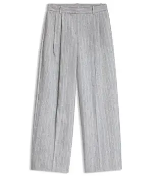 BOSS Wide-leg Pants In Pinstripe Flannel - Patterned