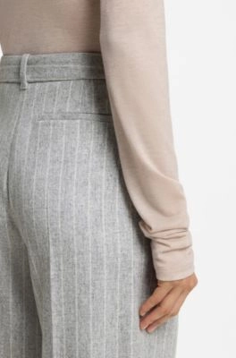 BOSS Wide-leg Pants In Pinstripe Flannel
