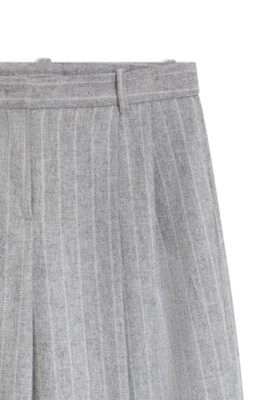 BOSS Wide-leg Pants In Pinstripe Flannel
