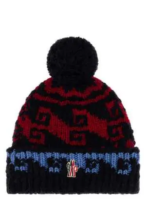 Moncler Embroidered Wool-blend Beanie Hat
