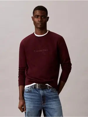 Calvin Klein Fleece Monologo Crewneck Sweatshirt - Raspberry Truffle