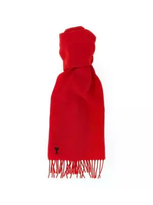 AMI Paris De Coeur Wool Scarf - Red