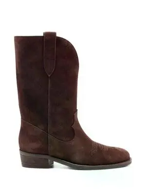 VIA ROMA 15 Suede Cowboy Boots - Brown
