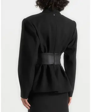 Manière De Voir Marie Wool Twist Sleeve Blazer With Belt