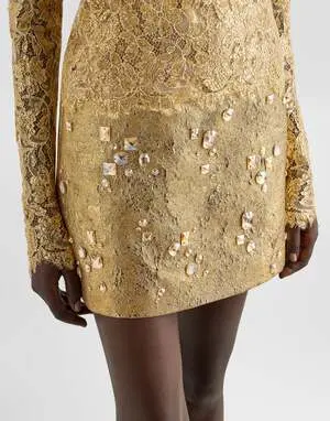 Dolce & Gabbana Jacquard Skirt With Embroidery