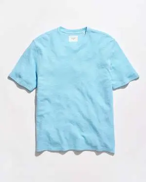 Billy Reid Short Sleeve Slub Tuck Crew - Blue