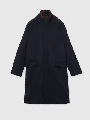 REISS Greer Wool-blend Gilet-insert Faux-fur Trim Coat