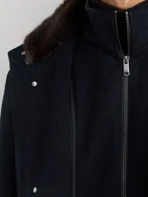 REISS Greer Wool-blend Gilet-insert Faux-fur Trim Coat