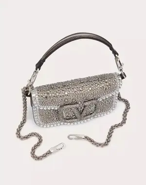 Valentino Garavani Small Locò Shoulder Bag With Rhinestones