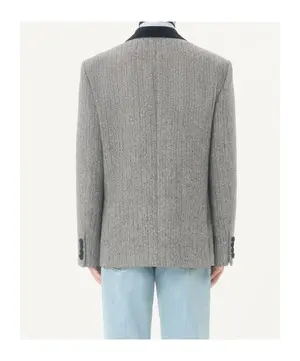 Valentino Garavani Single-breasted Wool Jacket In Chevron Pattern