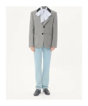 Valentino Garavani Single-breasted Wool Jacket In Chevron Pattern